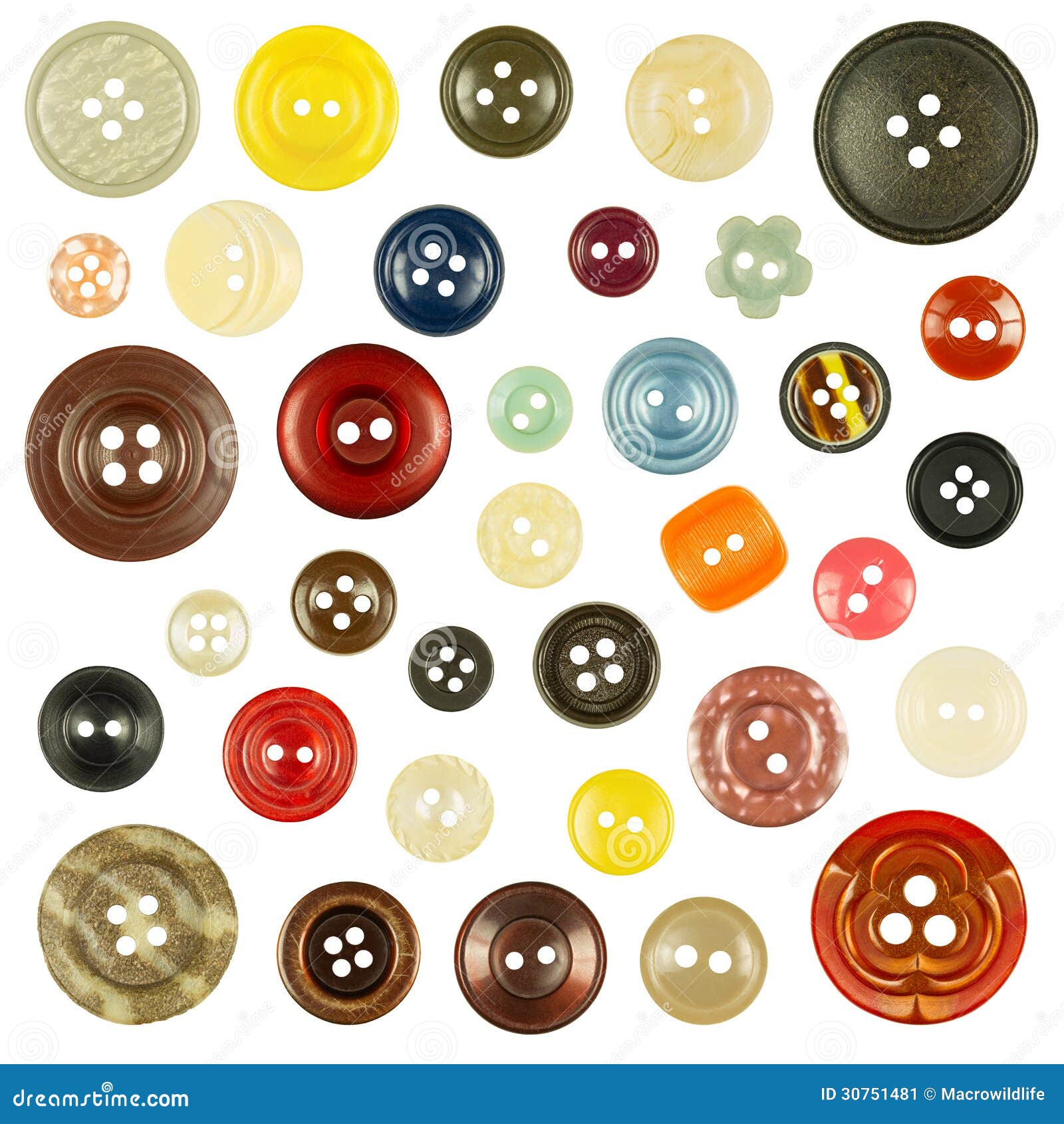 Collection of Various Buttons on White Background Stock Illustration ...