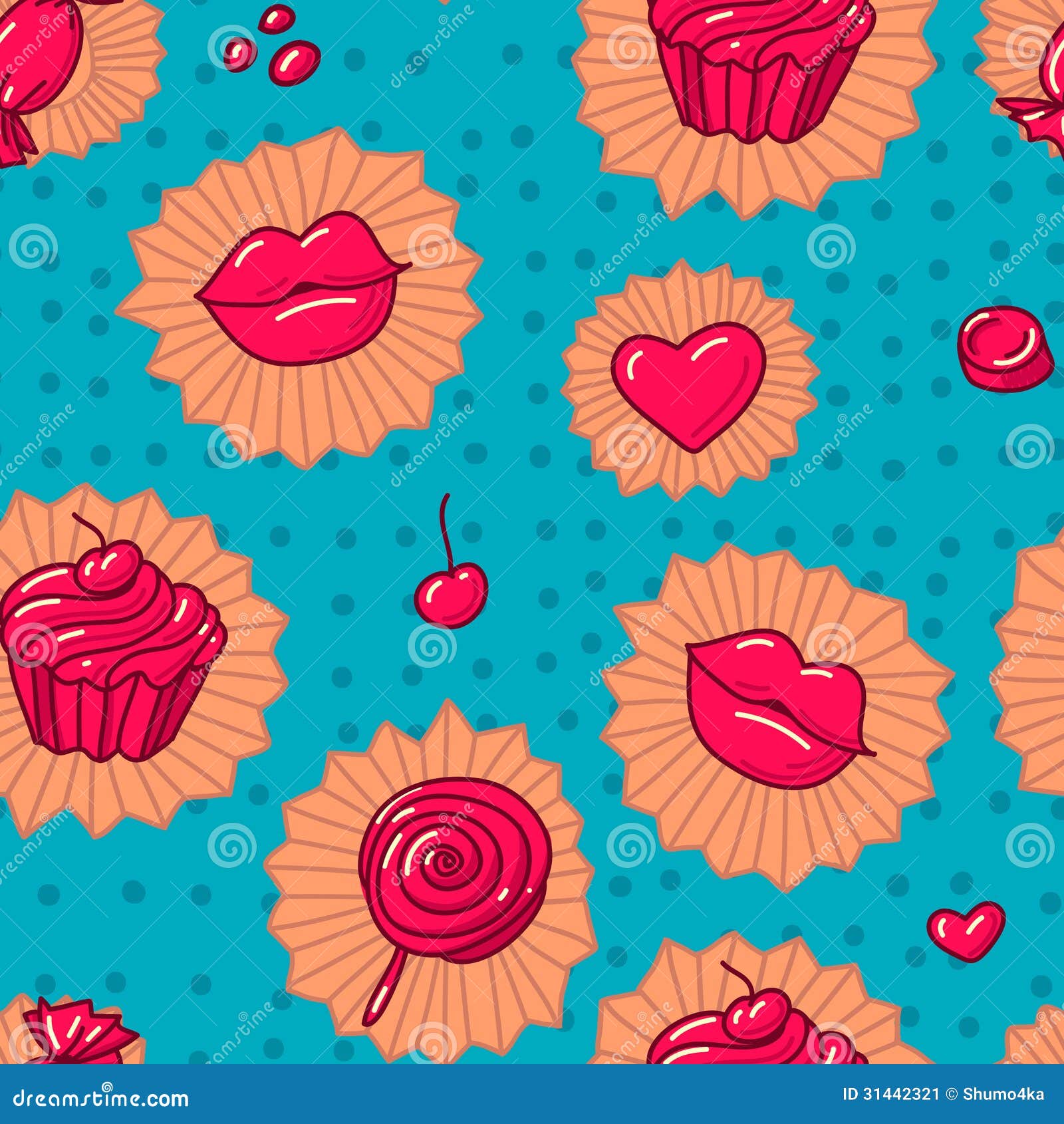 Collection of Various Candies from Candy Store. Seamless Pattern Stock ...