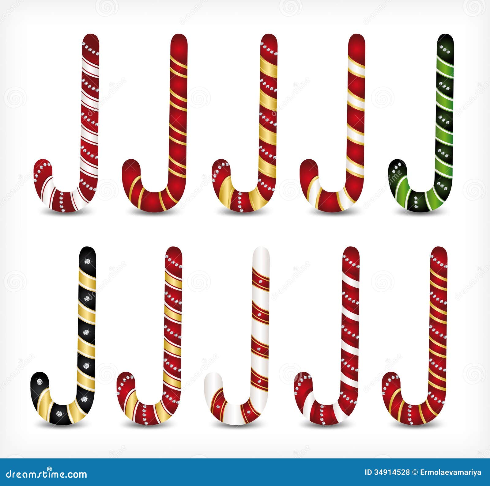 Collection of Various Candy Canes. Vector Stock Illustration ...