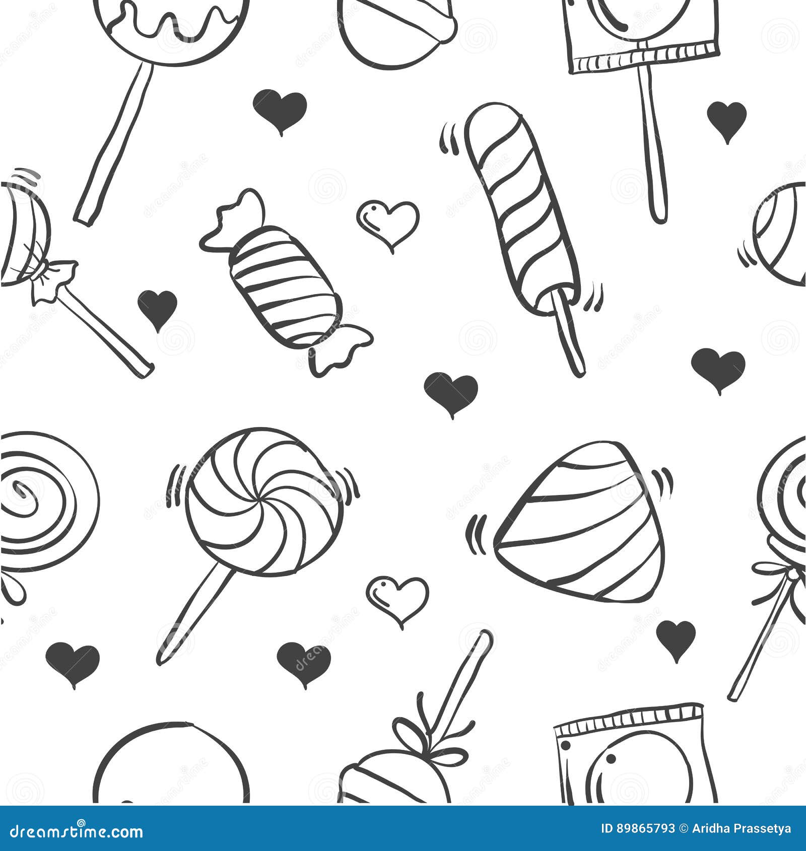 Collection Various Candy Hand Draw Doodles Stock Vector - Illustration ...