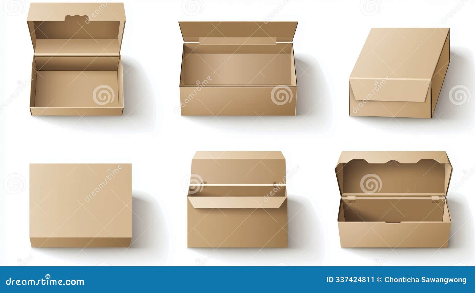 A Collection of Various Cardboard Boxes in Different Open and Closed ...