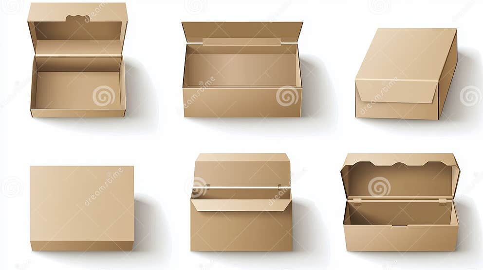 A Collection of Various Cardboard Boxes in Different Open and Closed ...