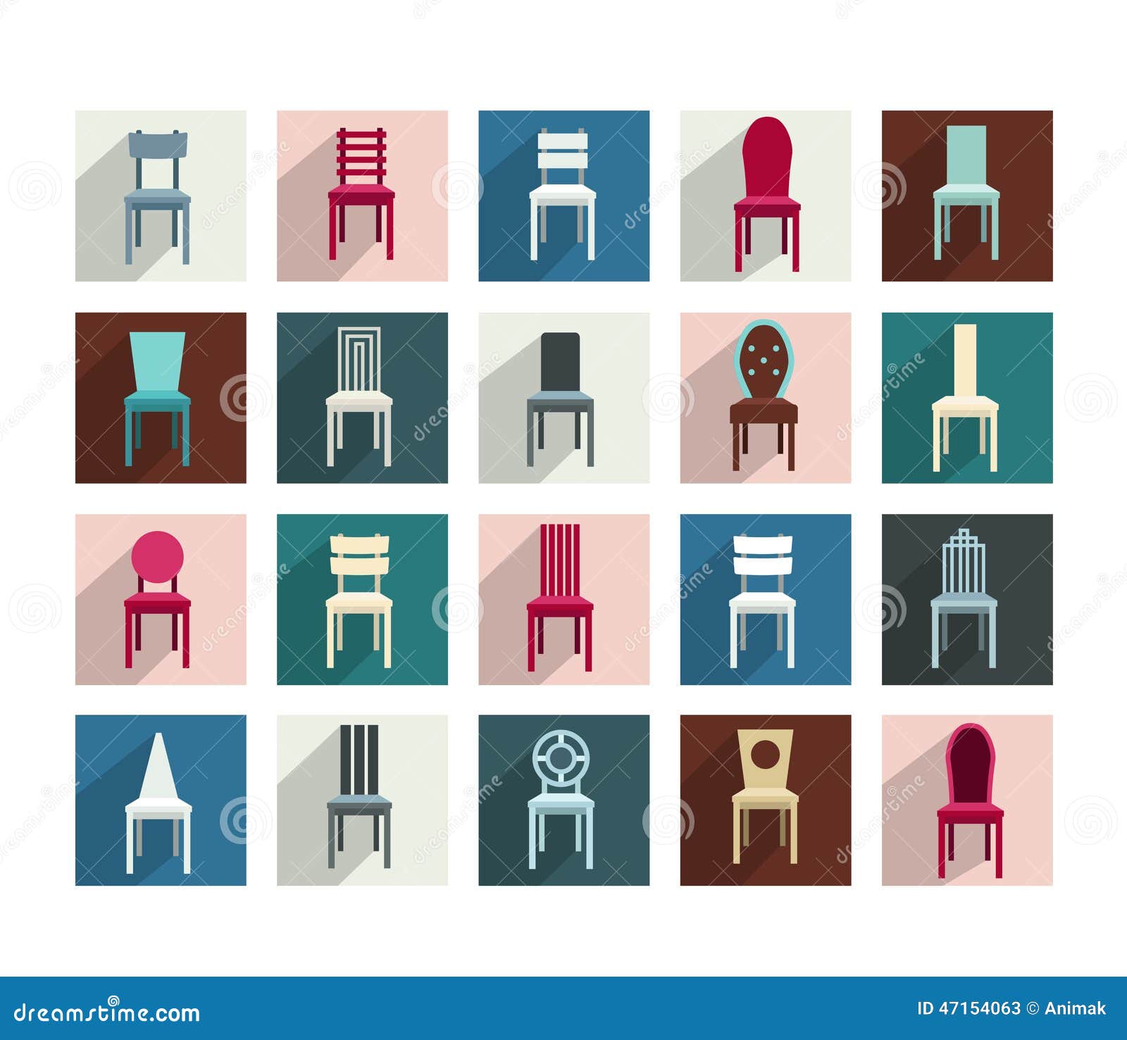 Collection of Various Chairs Icons. Stock Vector - Illustration of ...