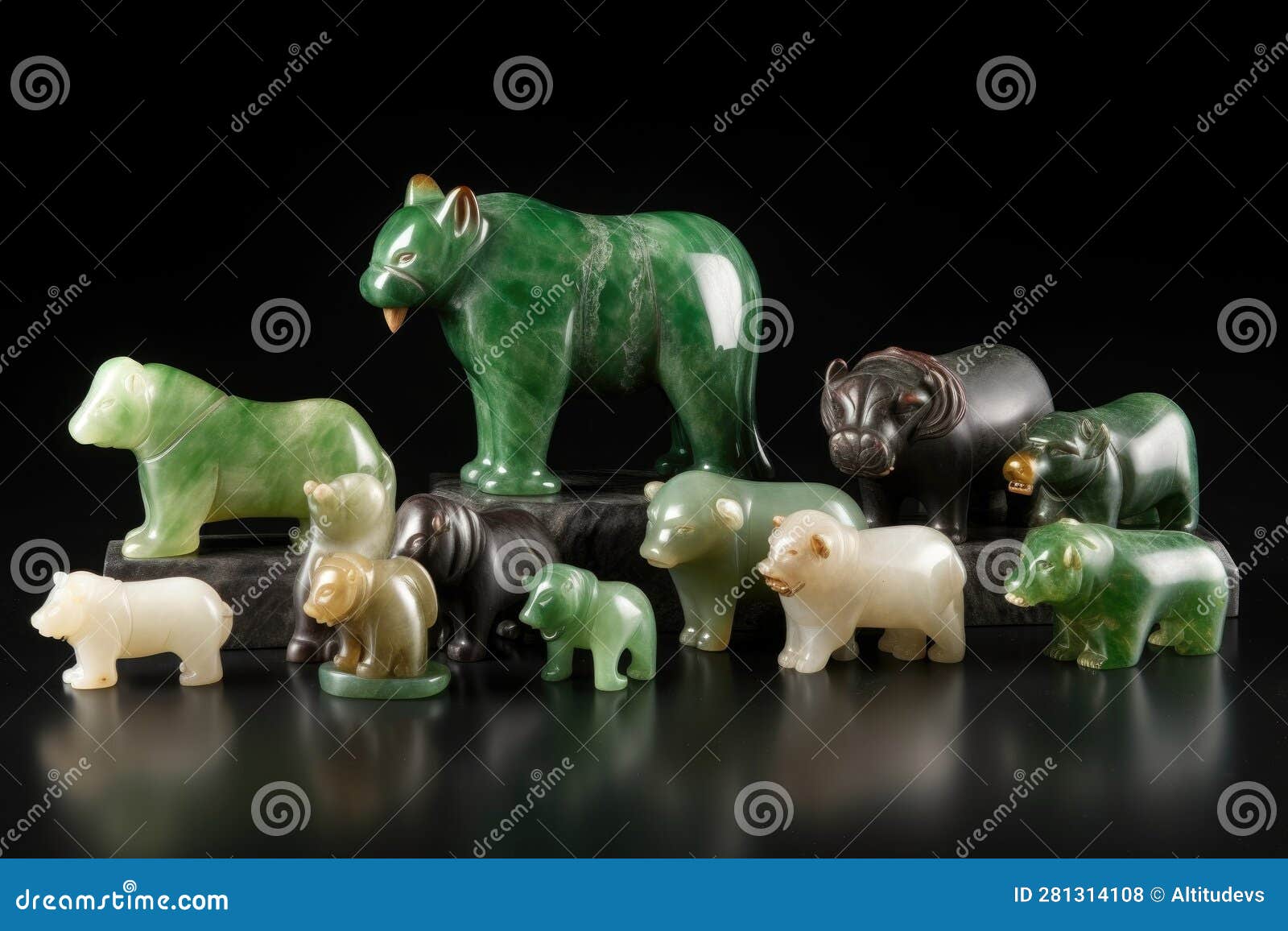 Collection of Various Chinese Jade Animals Stock Illustration ...
