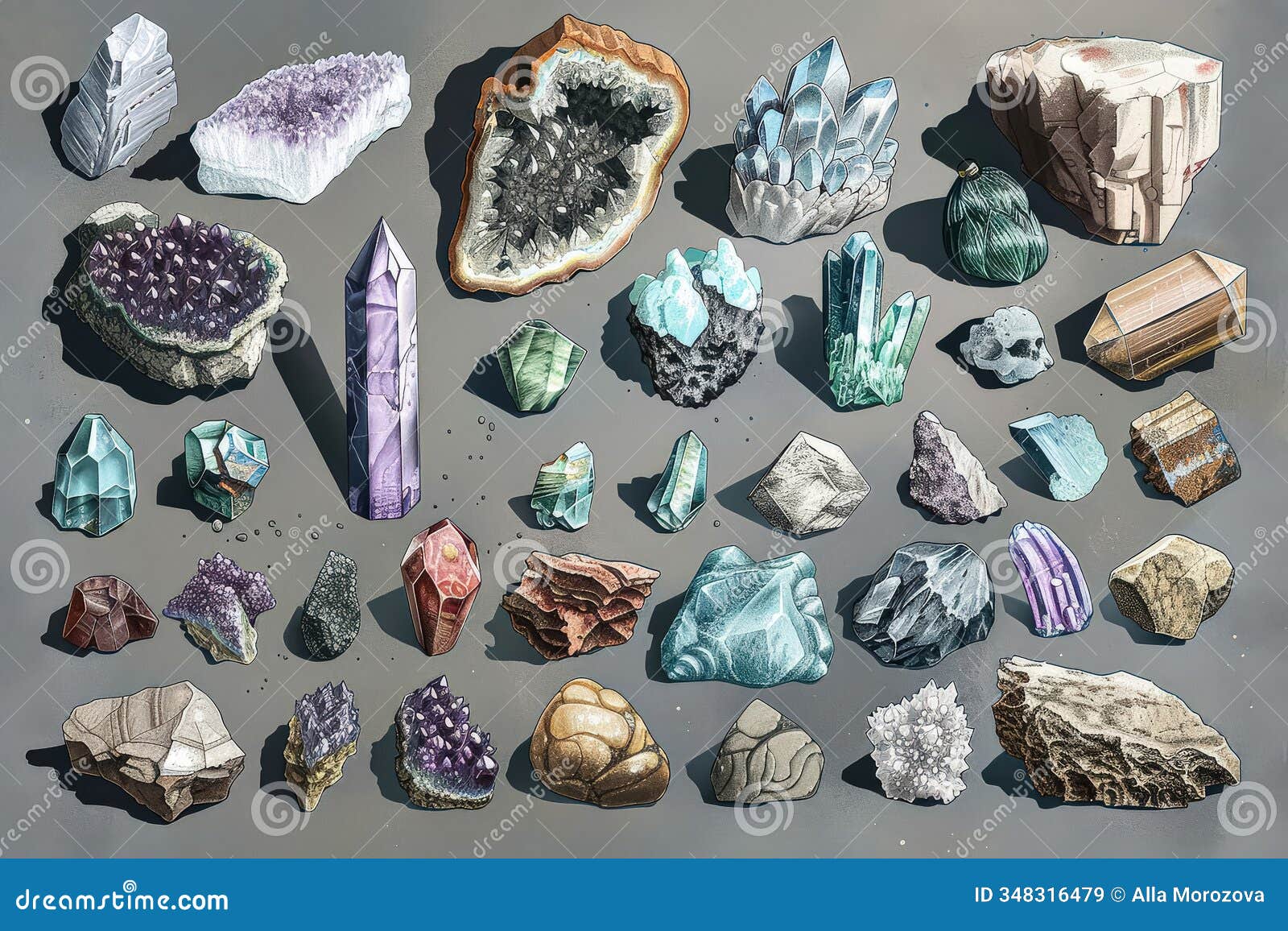 Collection of Various Colored Gemstones and Crystals are Spread Out on ...