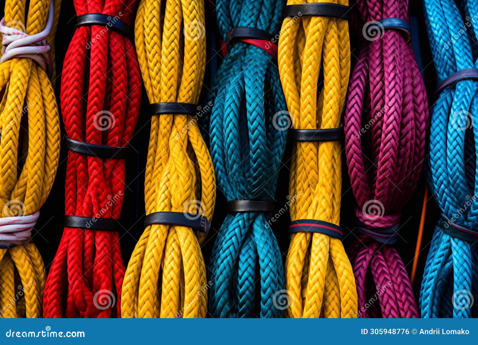 Assorted Colored Ropes Hanging on Wall Stock Photo - Image of textured ...