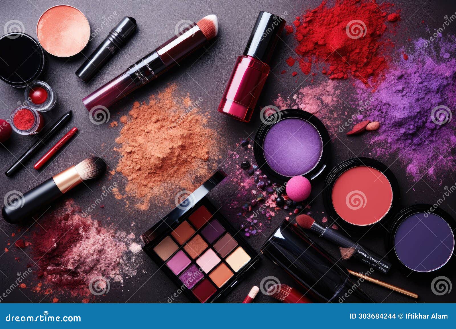 A Collection of Various Cosmetics and Makeup Products Neatly Arranged ...