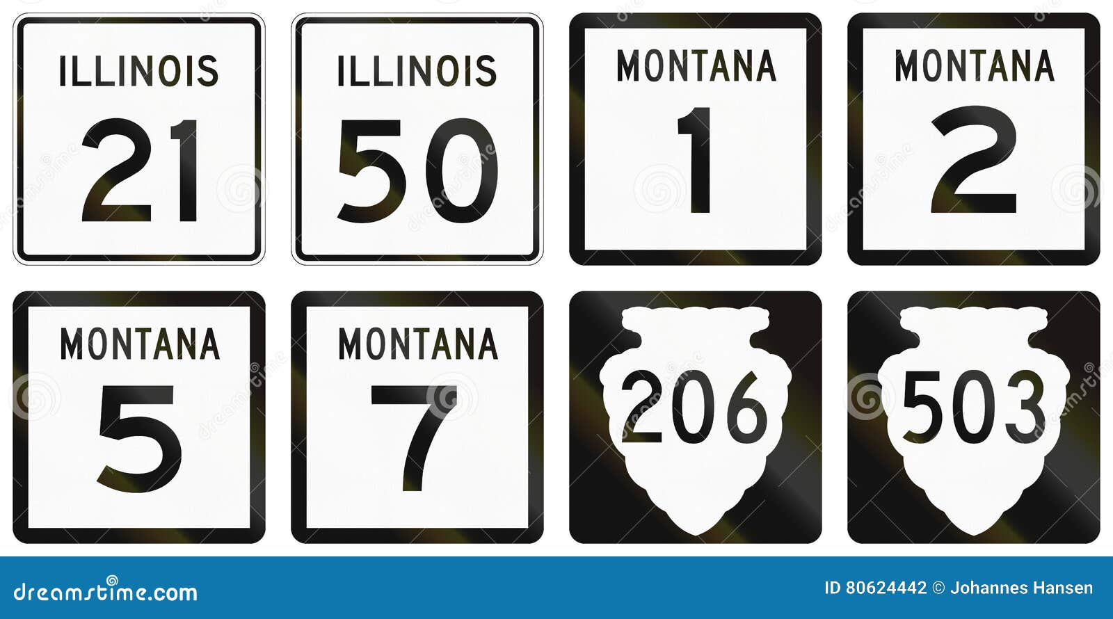 Collection of Various County Route Shields in the US Stock Illustration ...