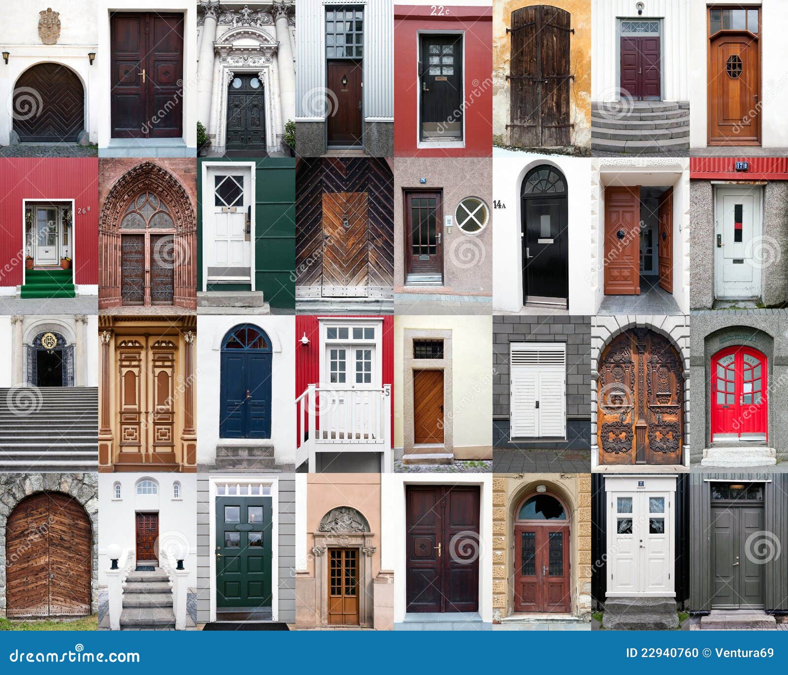 Collection of Various Doors Stock Photo - Image of beautiful, backdrop ...