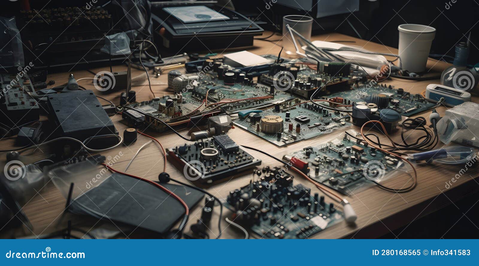 Collection of Various Electronic Components and Wires Spr Generative AI ...