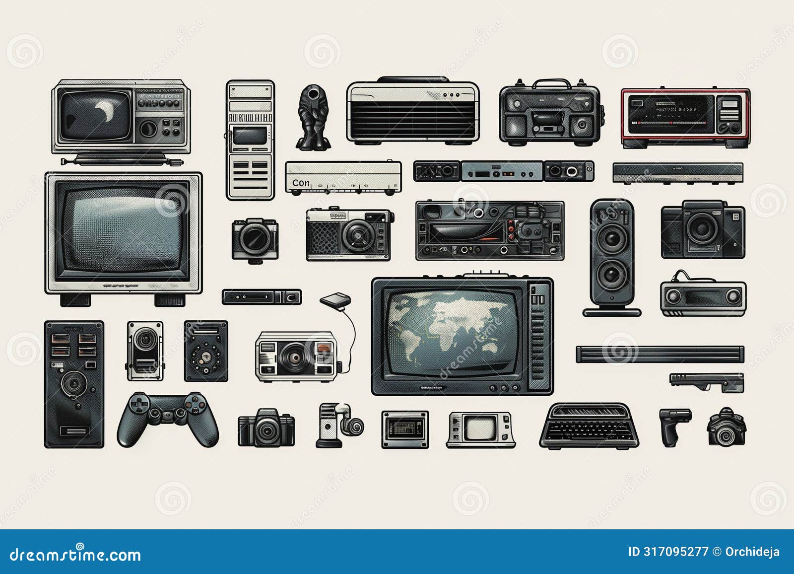 Collection of Various Electronic Gadgets and Devices Arranged Neatly on ...