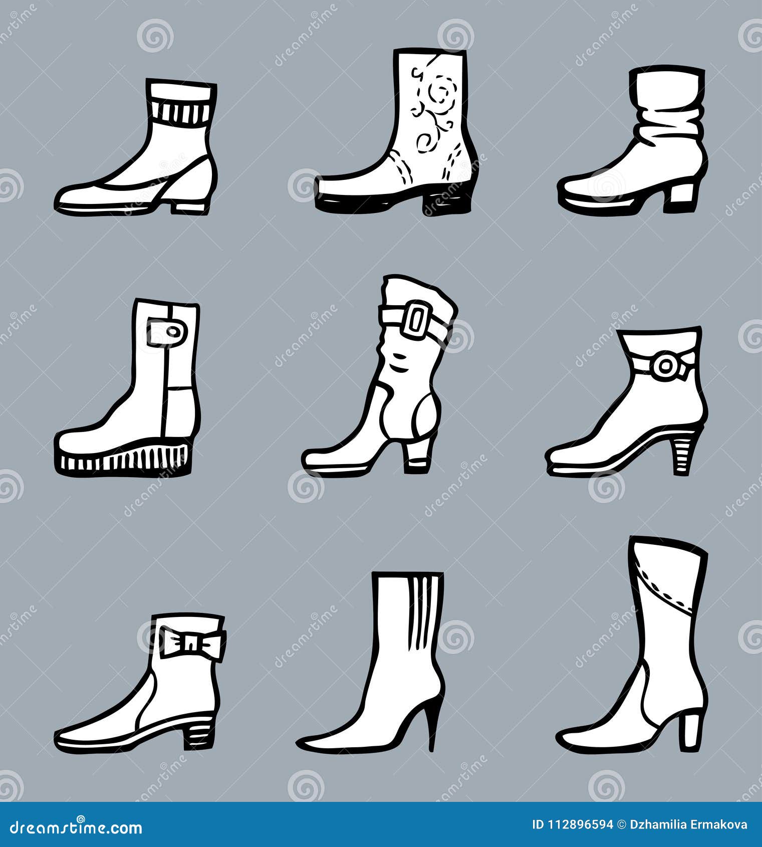 Collection of Various Female Ankle Boots Stock Vector - Illustration of ...
