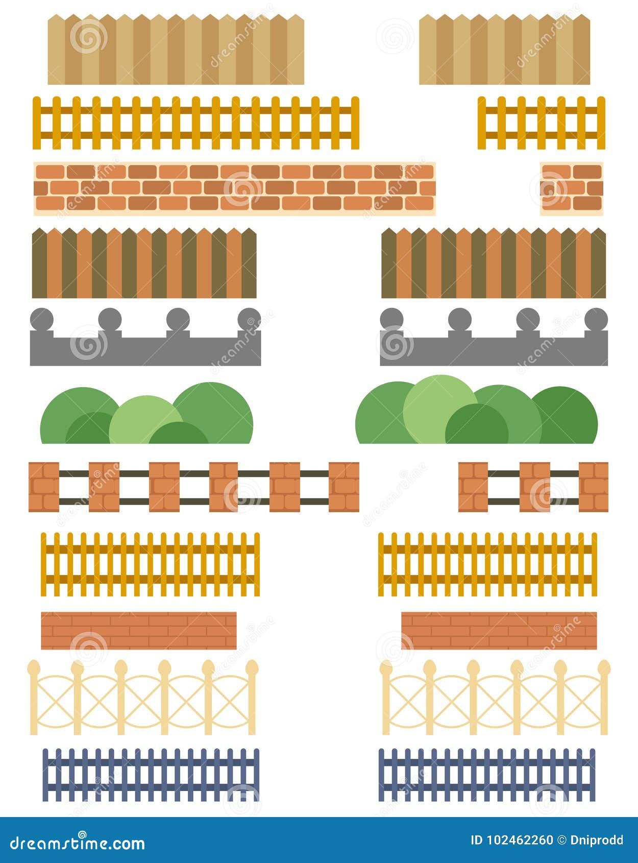 Collection of Various Fences and Barriers Stock Vector - Illustration ...