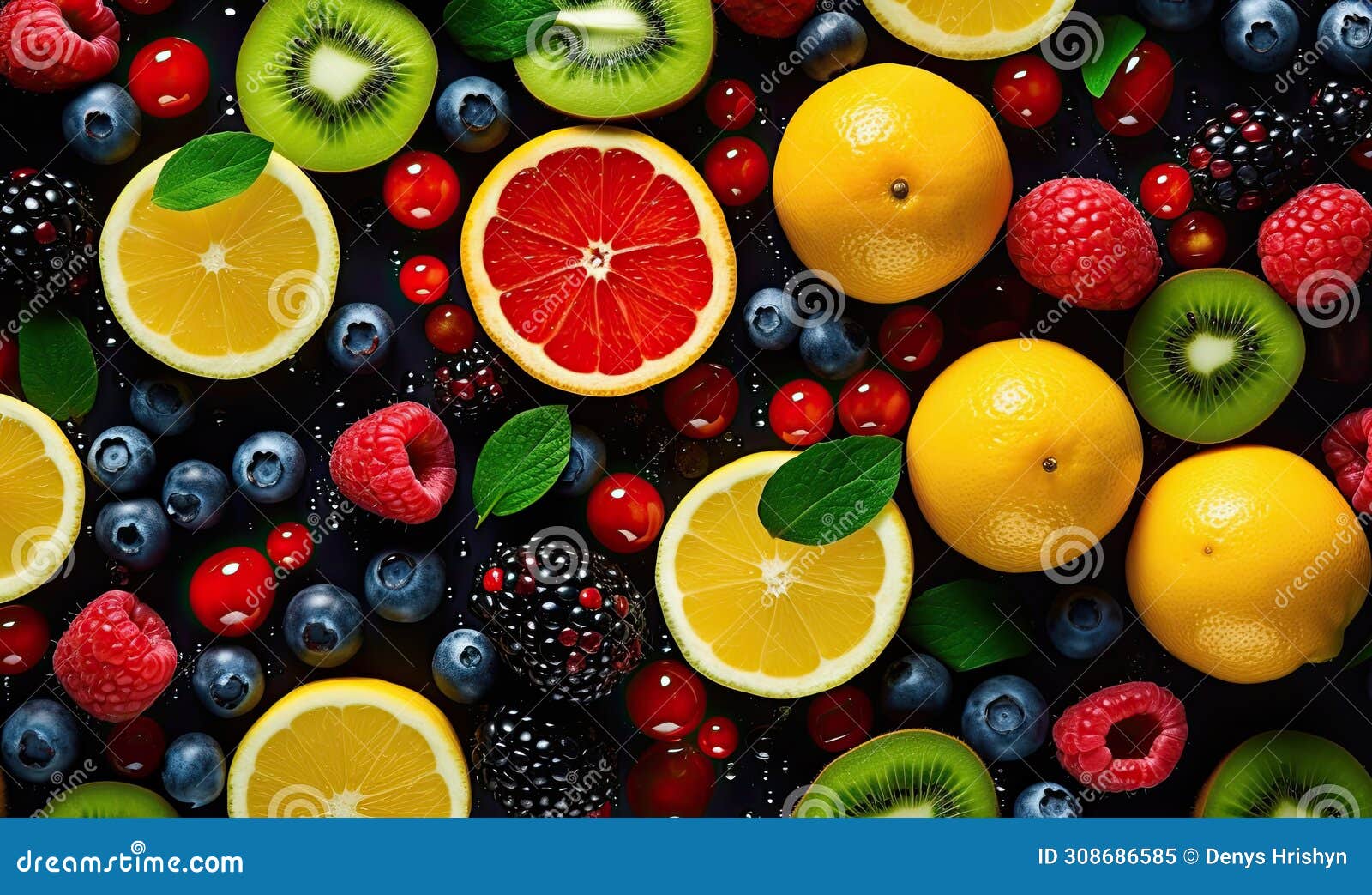 Assorted Fresh Fruit Arrangement on Table Stock Image - Image of citrus ...