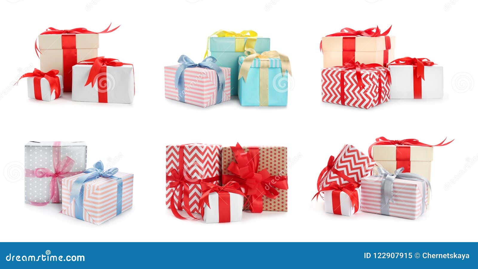 Collection of Various Gift Boxes Stock Image - Image of ribbon ...