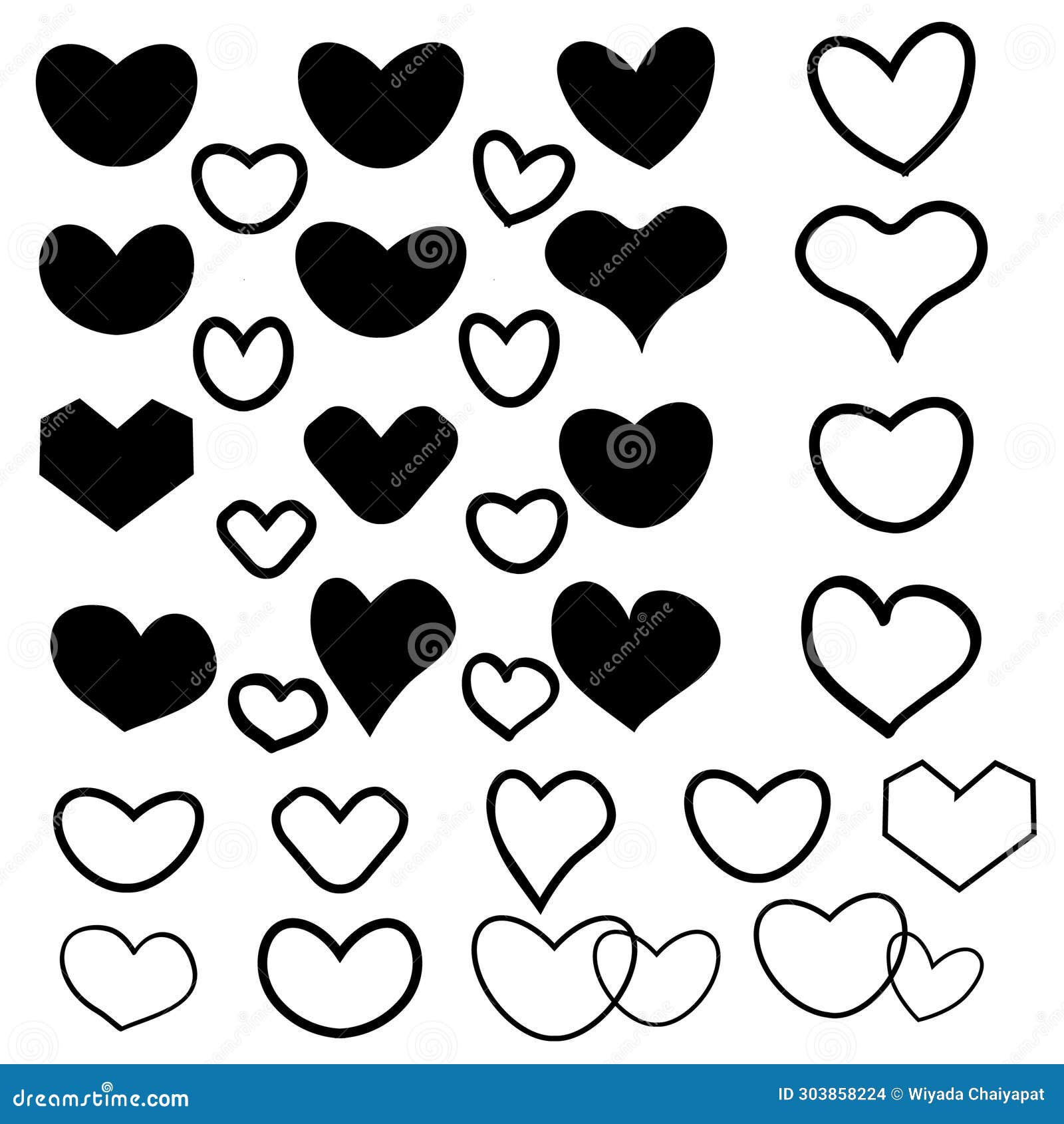 Collection of Various Heart Shaped Icons Stock Illustration ...