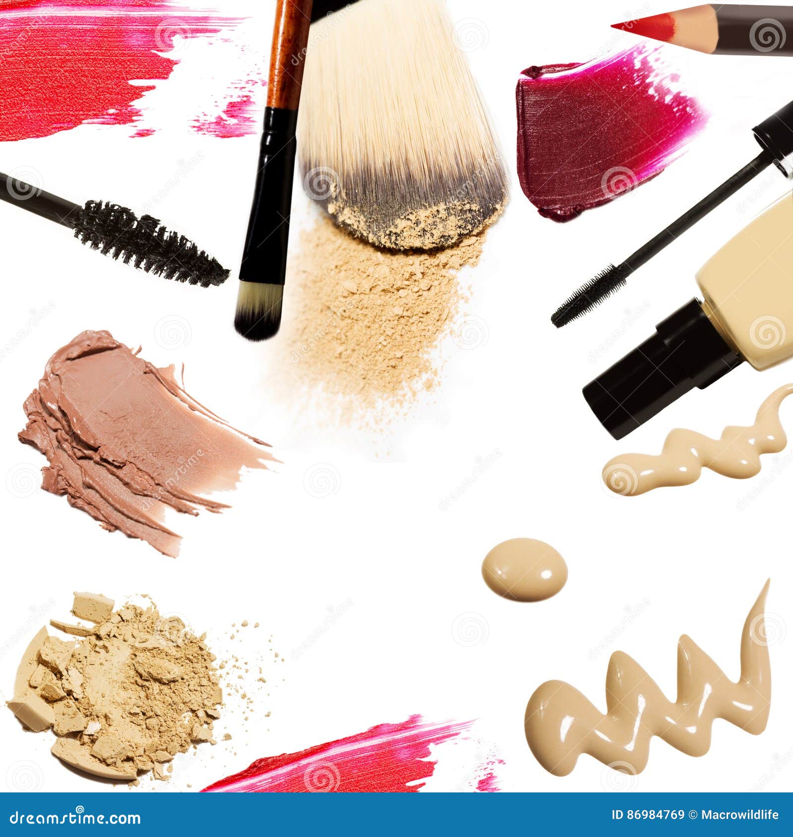 Collection of Various Make Up on White Background. Each One is Shot ...