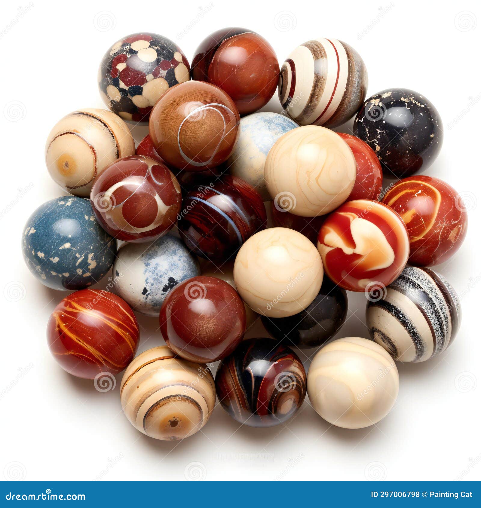 Collection of Various Marbles on White Background, Each One is Shot ...