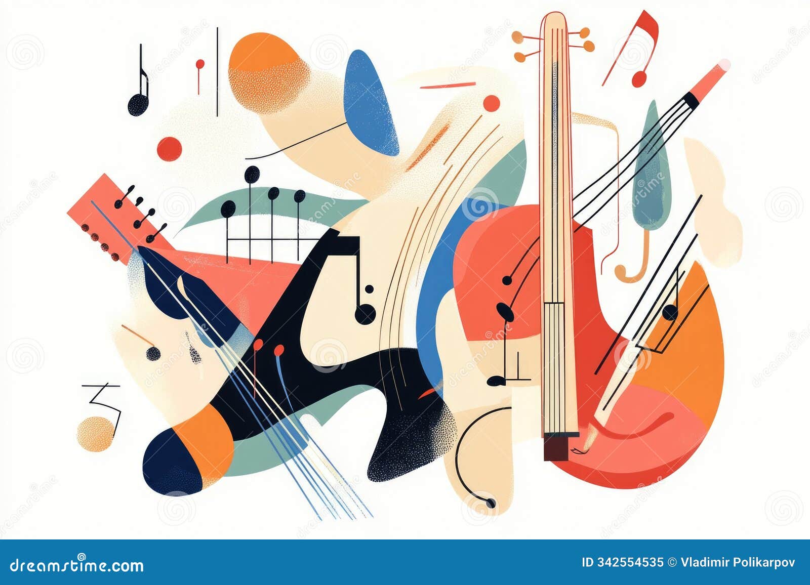 Collection of Various Musical Instruments and Sheet Music Notes Stock ...