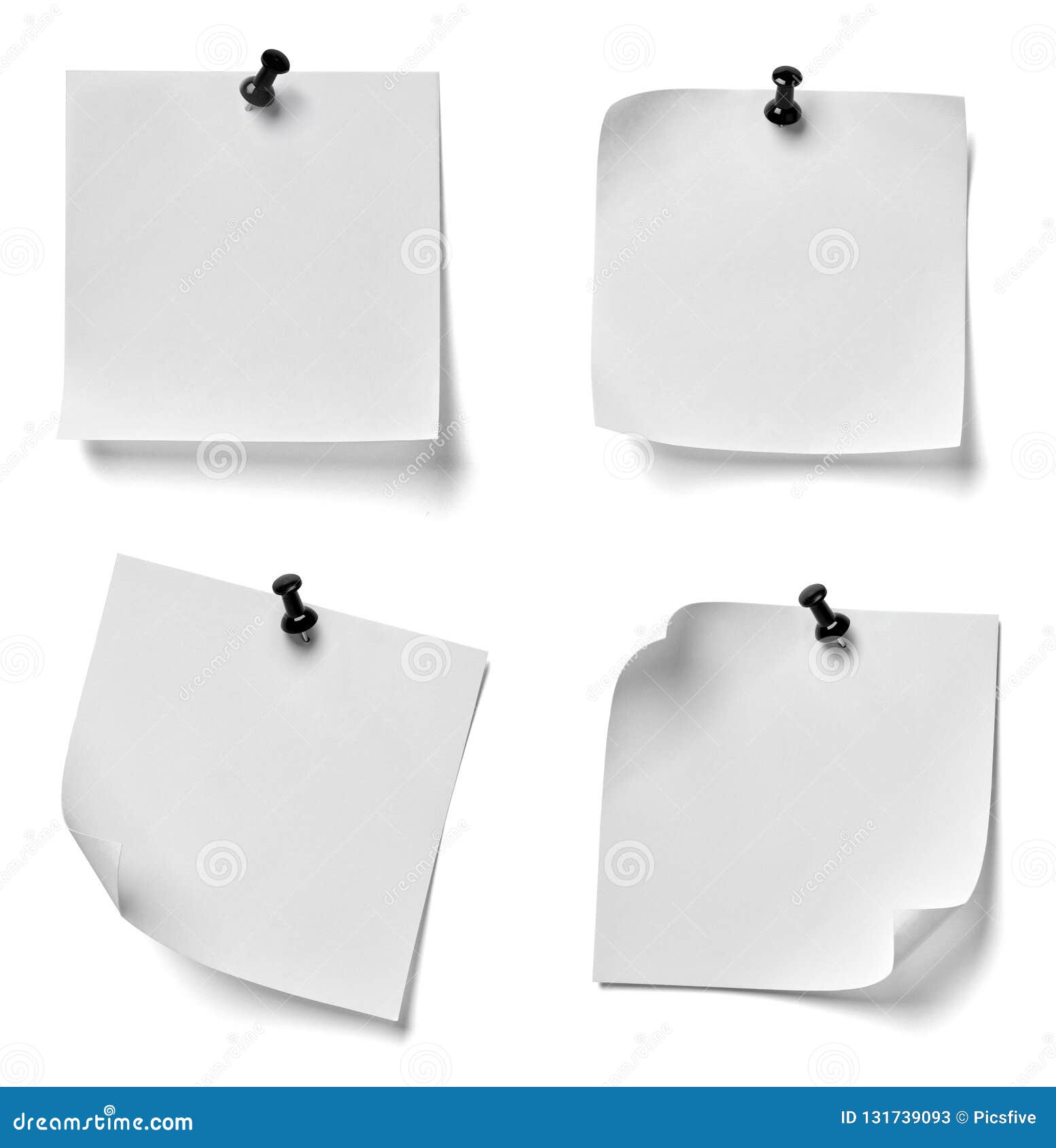 Collection of Various Note Papers on White Background. Each One is Shot ...