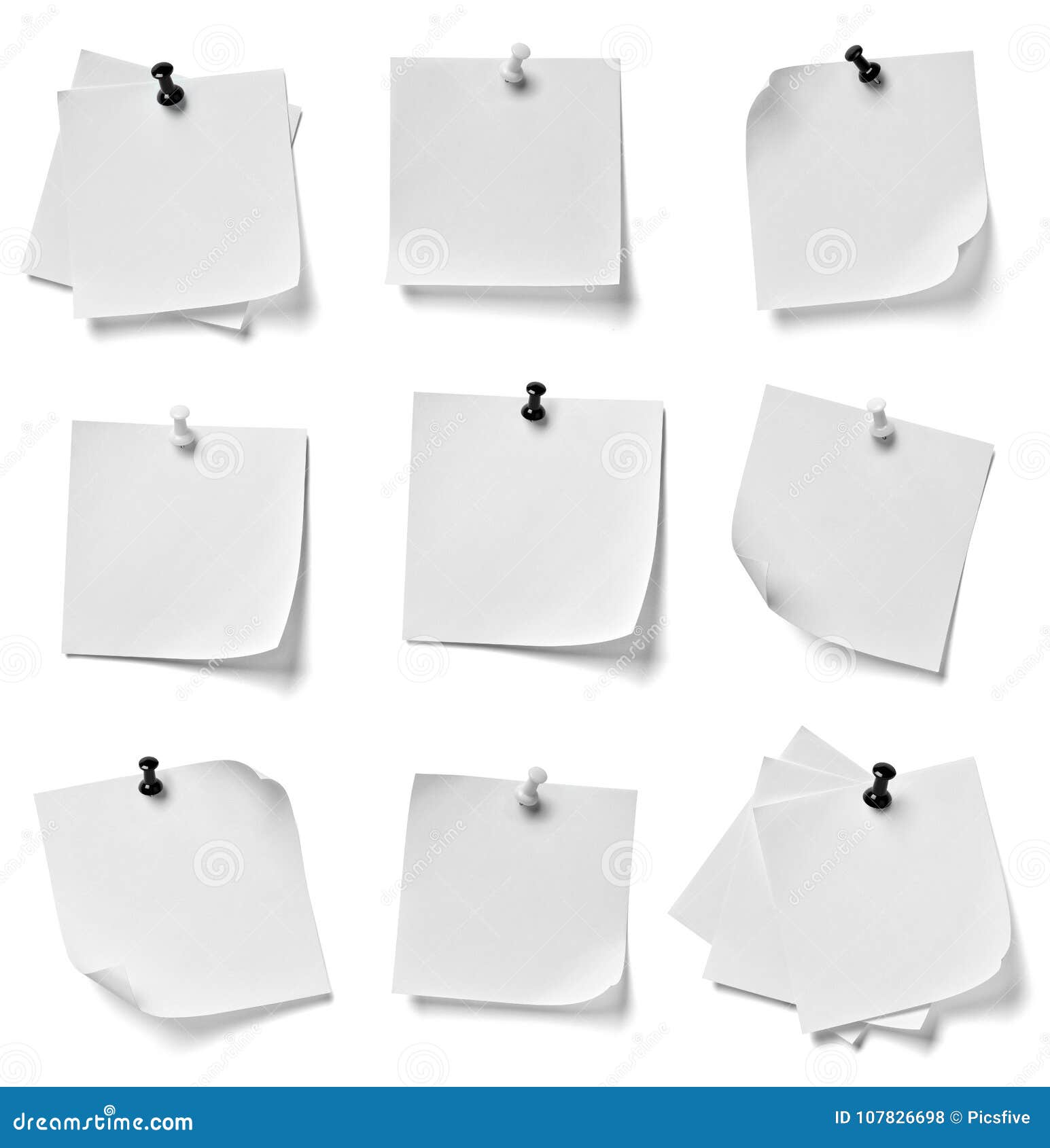 Note Paper Push Pin Message Stock Photo - Image of office, label: 107826698