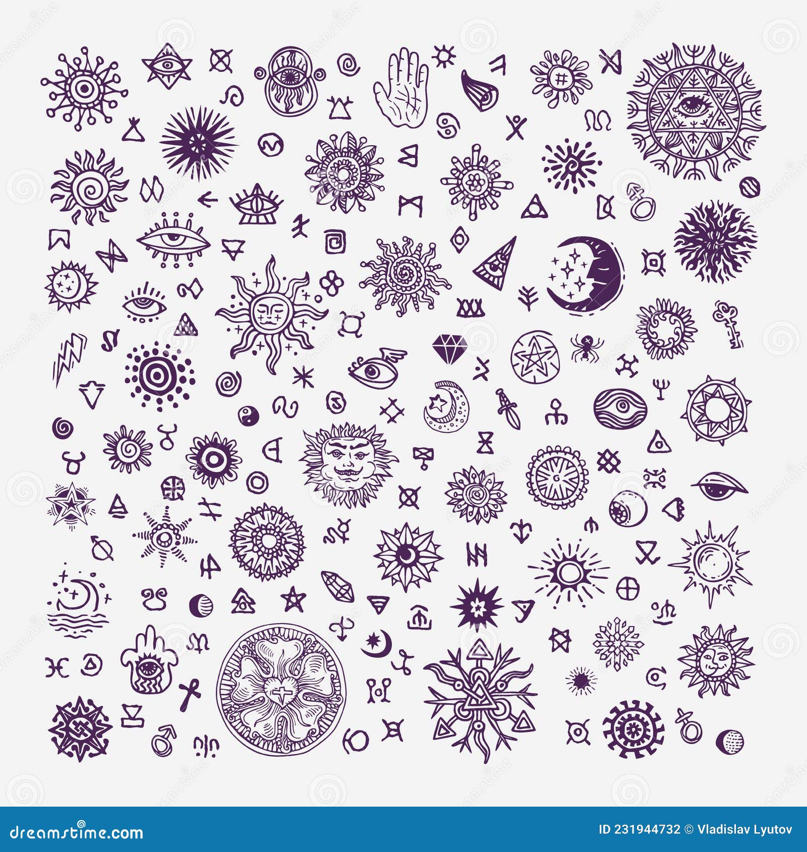 Collection of Various Occult Symbols. Stock Vector - Illustration of ...