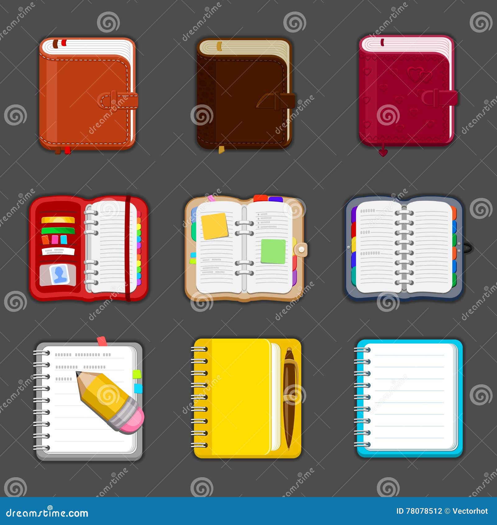 Collection of Various Open and Closed Notebooks, Diary, Sketchpad ...