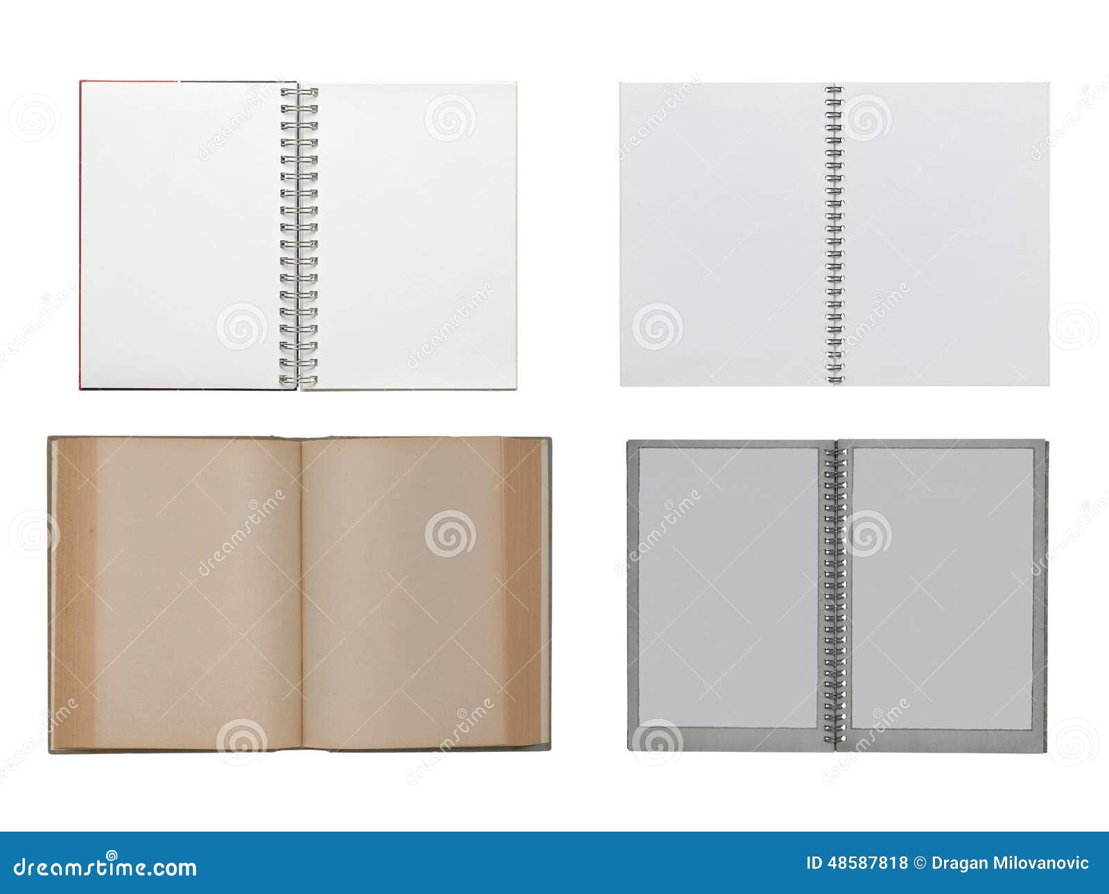 Collection of Various Open Notebooks Isolated on White Stock Photo ...