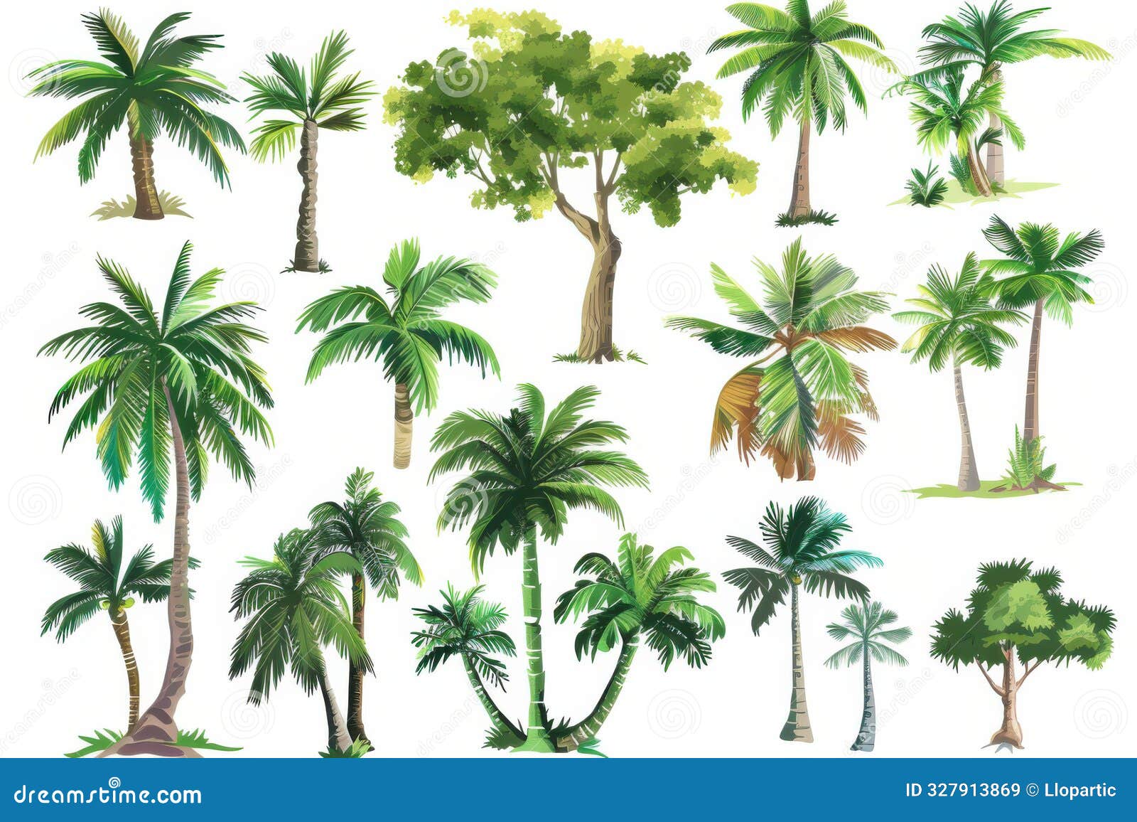 Collection of Various Palm Tree Illustrations Showcasing Different ...