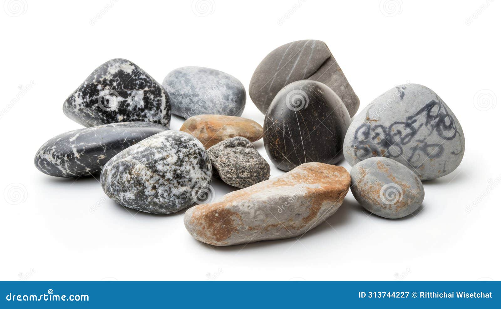Collection of Various Pebbles with Different Patterns and Textures ...