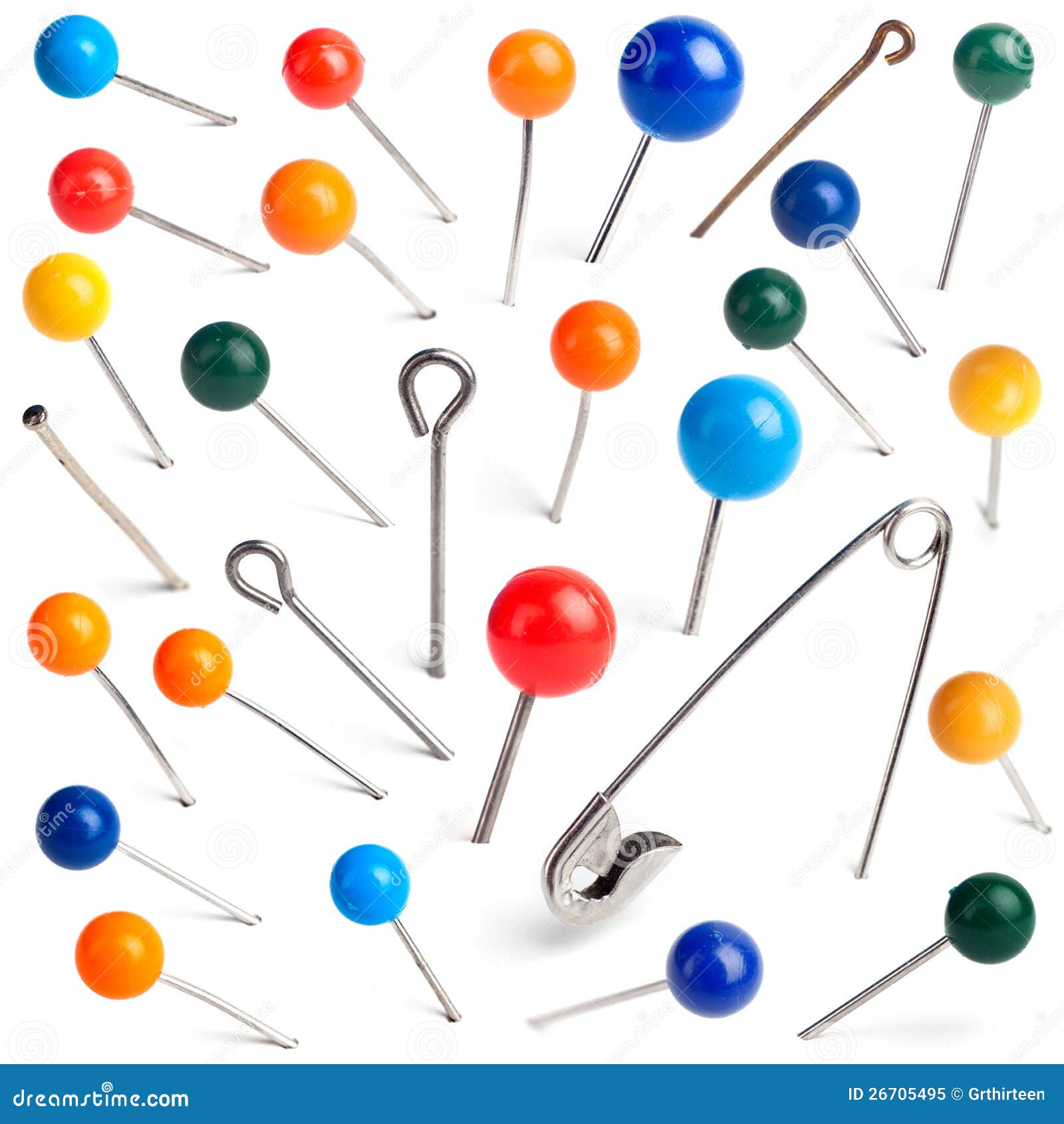 Collection of Various Pushpins on White Stock Image - Image of school ...