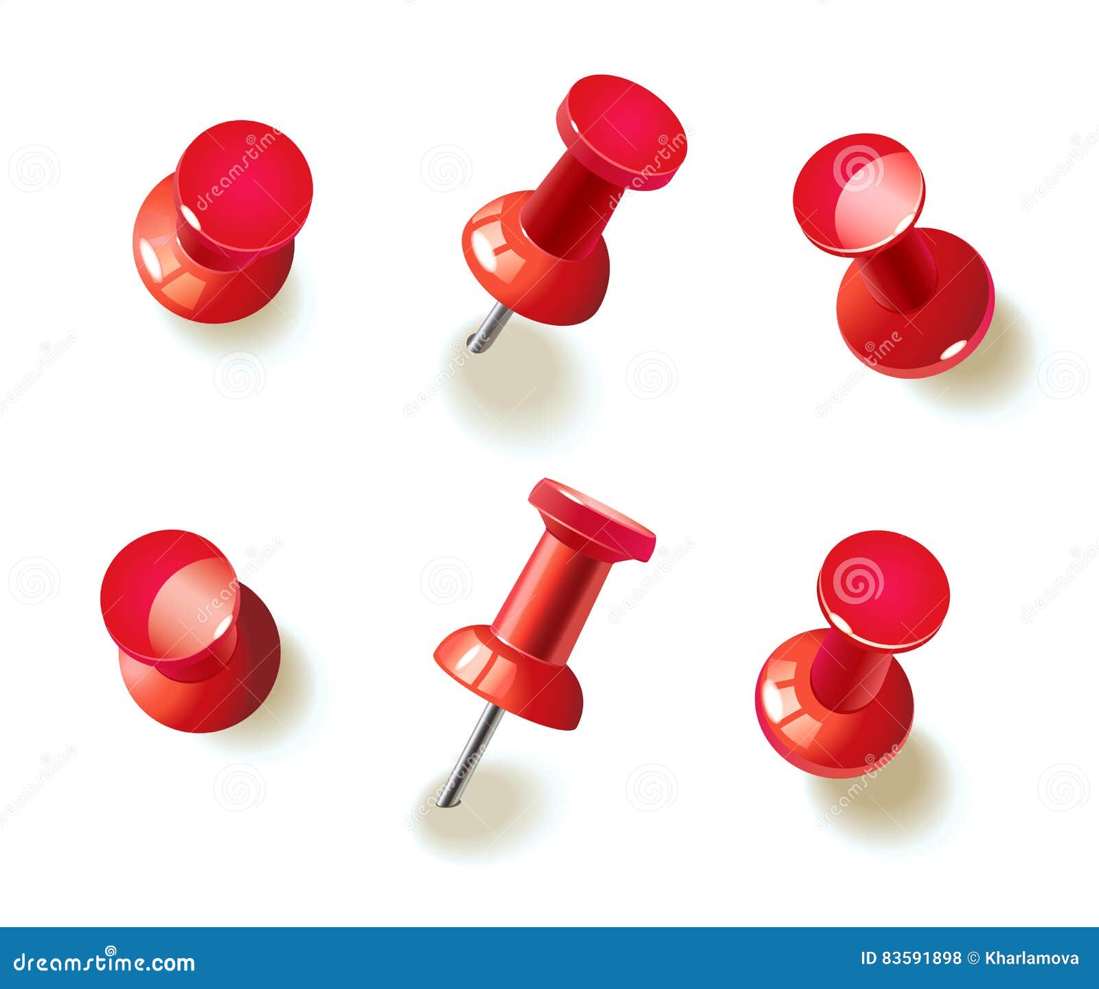 Collection of Various Red Pushpins Stock Vector - Illustration of hang ...