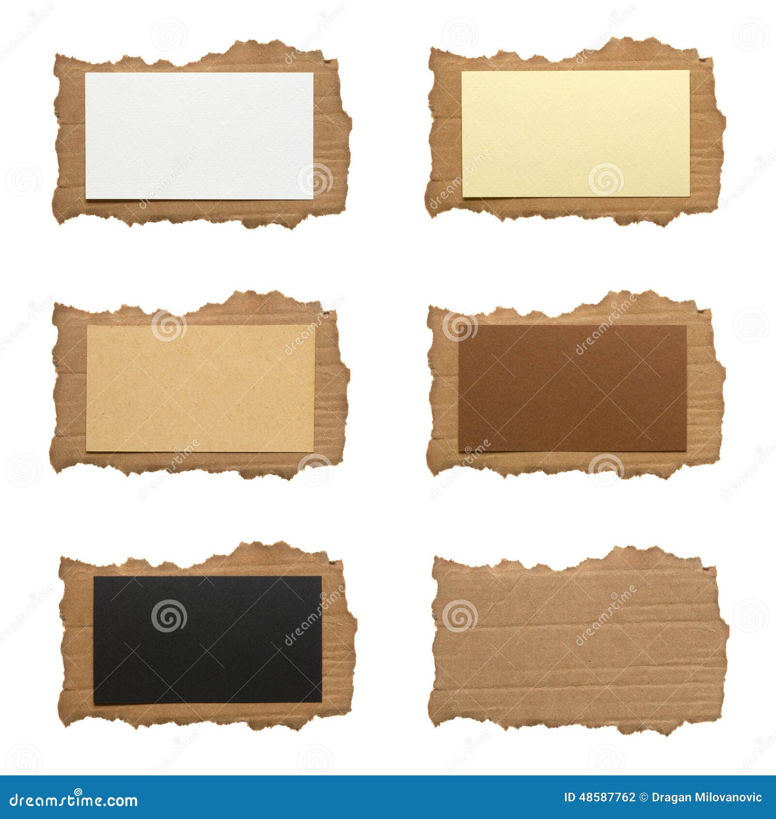 Collection of Various Ripped Cardboard Pieces on White Stock Photo ...