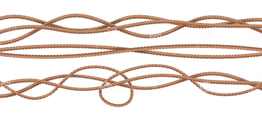 Collection of Various Ropes String on White Background. Stock Vector ...