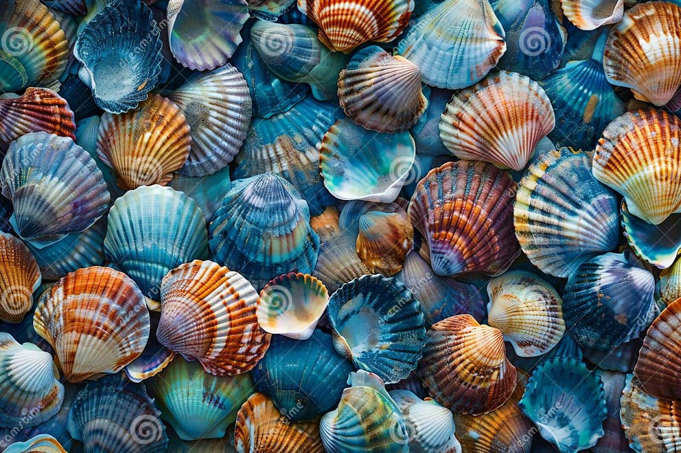 Assorted Seashells in Different Colors Stock Illustration ...