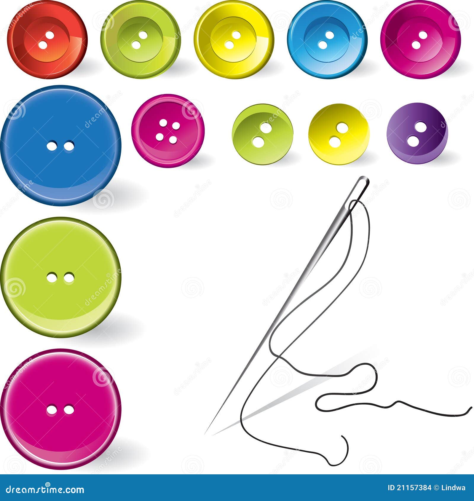 Collection of Various Sewing Button and Needle Stock Vector ...