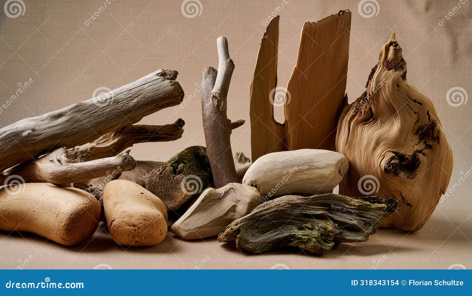 A Collection of Various Shaped and Sized Driftwood Pieces Isolated on a ...