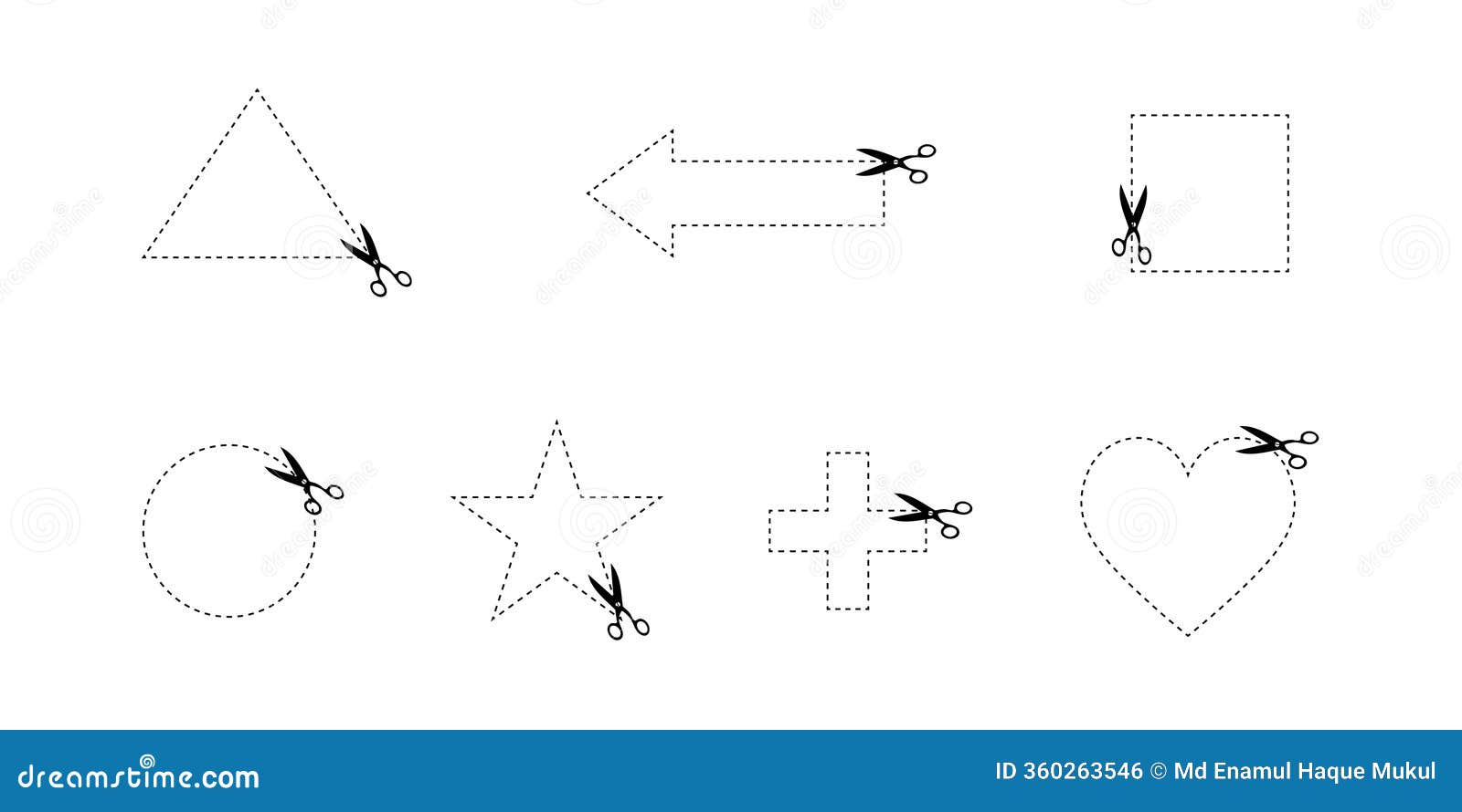 Geometric Shapes with Dotted Lines and Scissors Ready To Be Cut Out ...