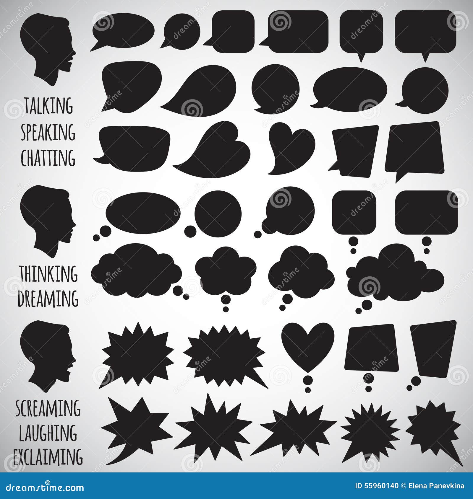 Collection of Various Speech Bubbles Shapes Stock Vector - Illustration ...