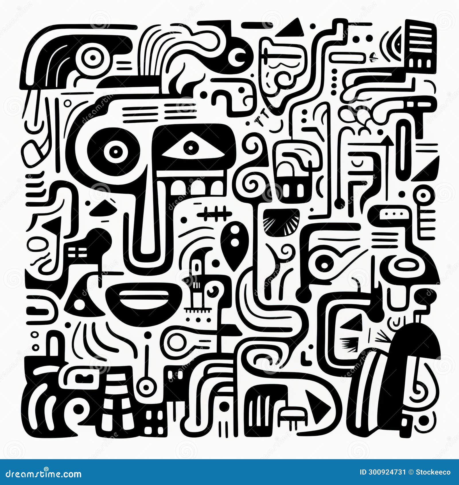 Bold and Simplistic Black and White Doodles with Technological Art ...