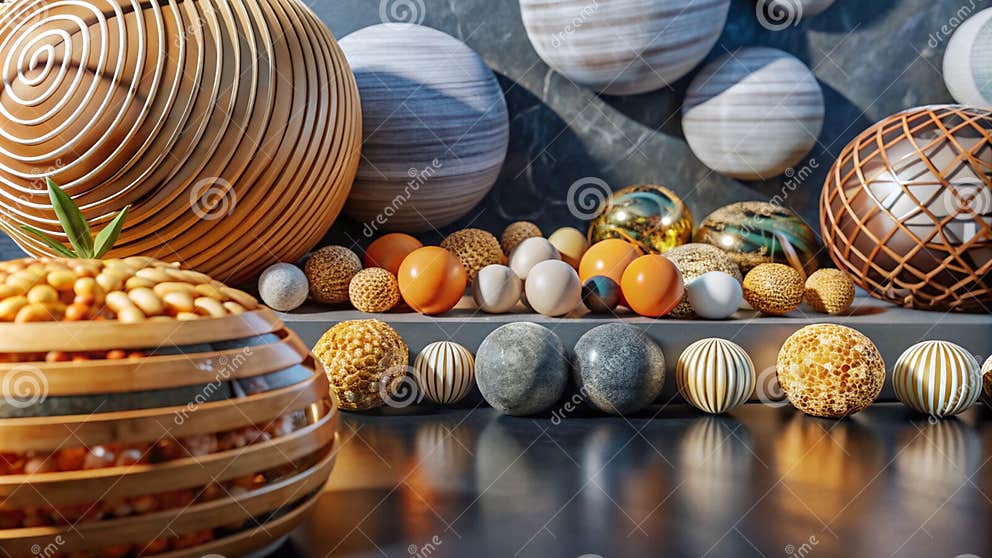 A Collection of Various Textured Spheres in Different Sizes and ...