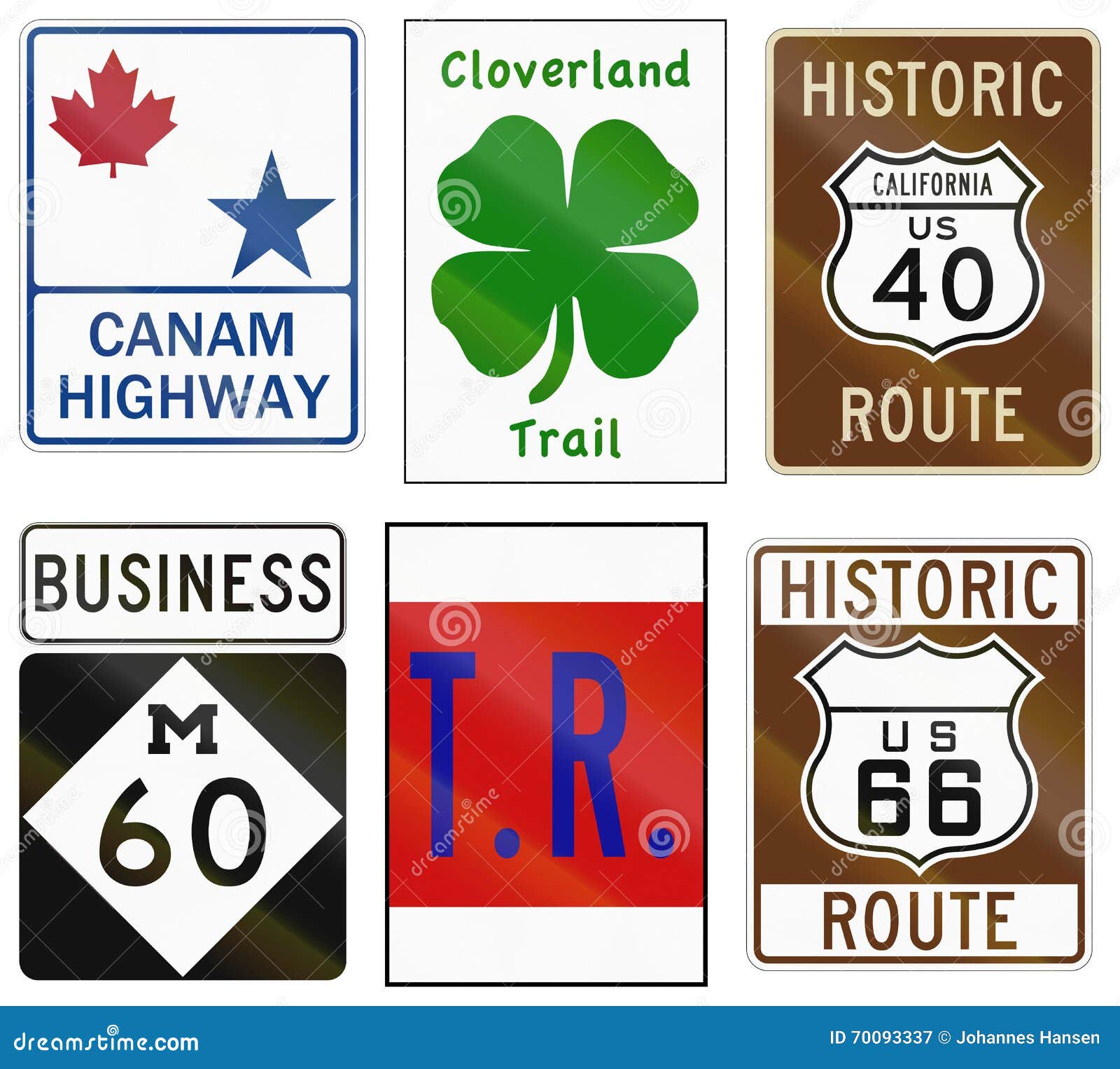 Collection of Various Themed Highway Shields in the US Stock ...