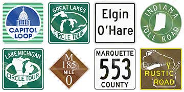 Collection of Various Themed Highway Shields in the US Stock ...