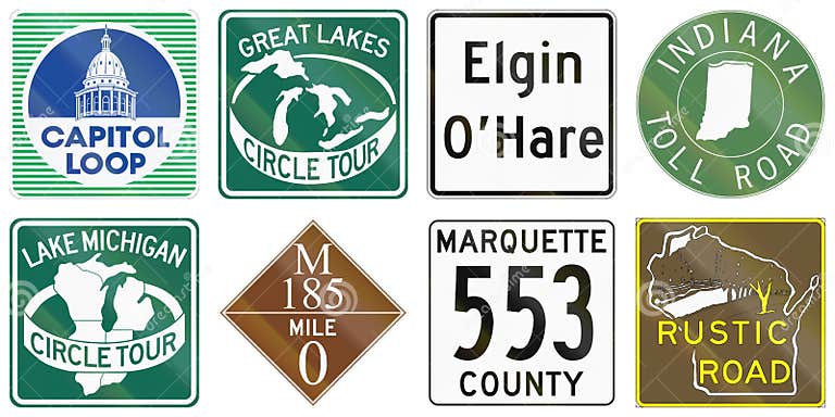 Collection of Various Themed Highway Shields in the US Stock ...