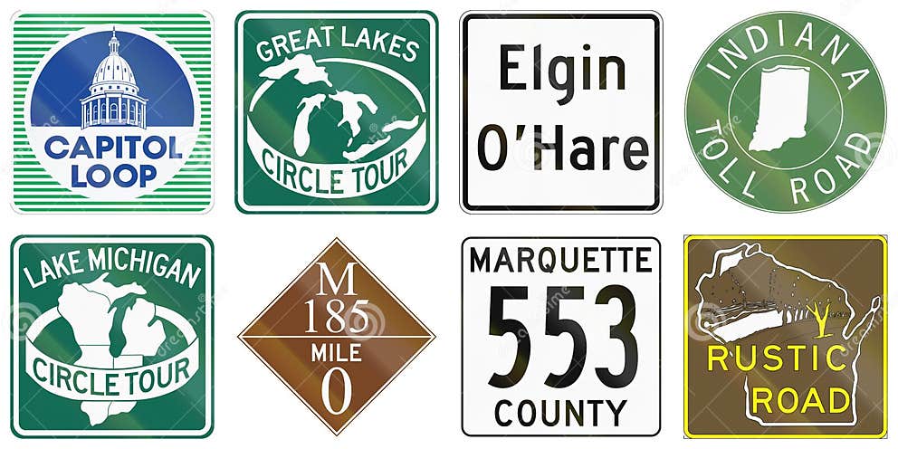 Collection of Various Themed Highway Shields in the US Stock ...