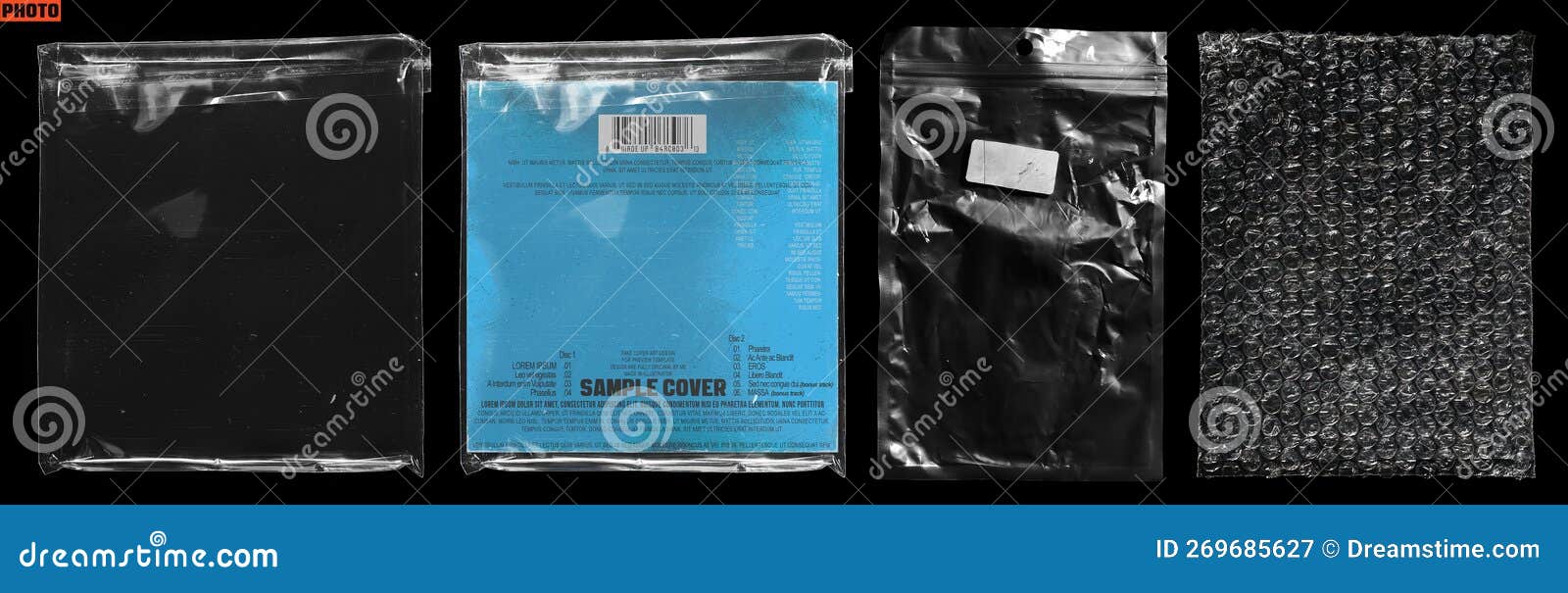 Collection of Various Type of Transparent Plastic Packaging Stock ...
