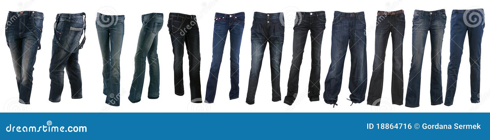 Collection of Various Types of Blue Jeans Trousers Stock Photo - Image ...