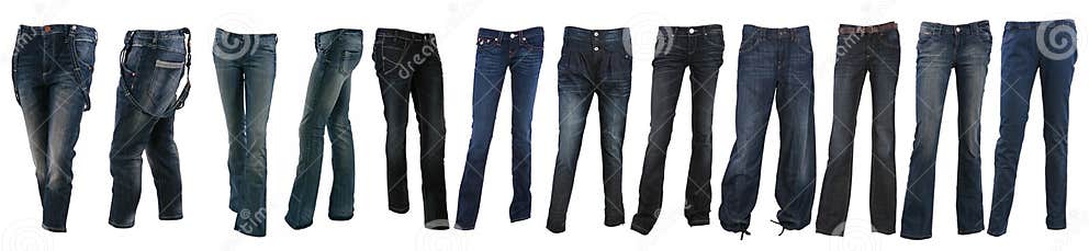Collection of Various Types of Blue Jeans Trousers Stock Photo - Image ...