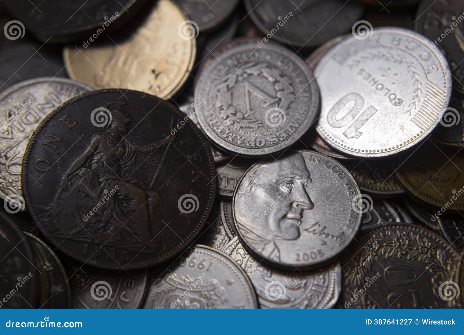Collection of Various Types of Coins Stock Image - Image of world ...
