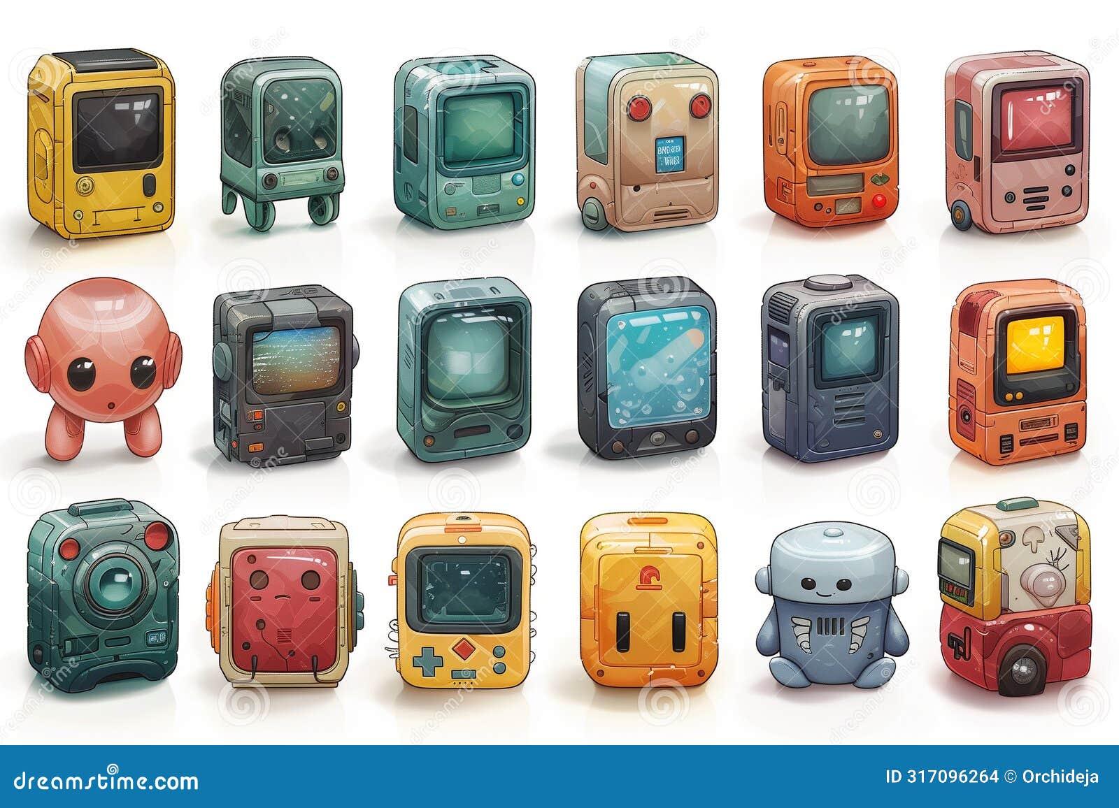 Collection of Various Vintage Television Sets Displayed Together Stock ...